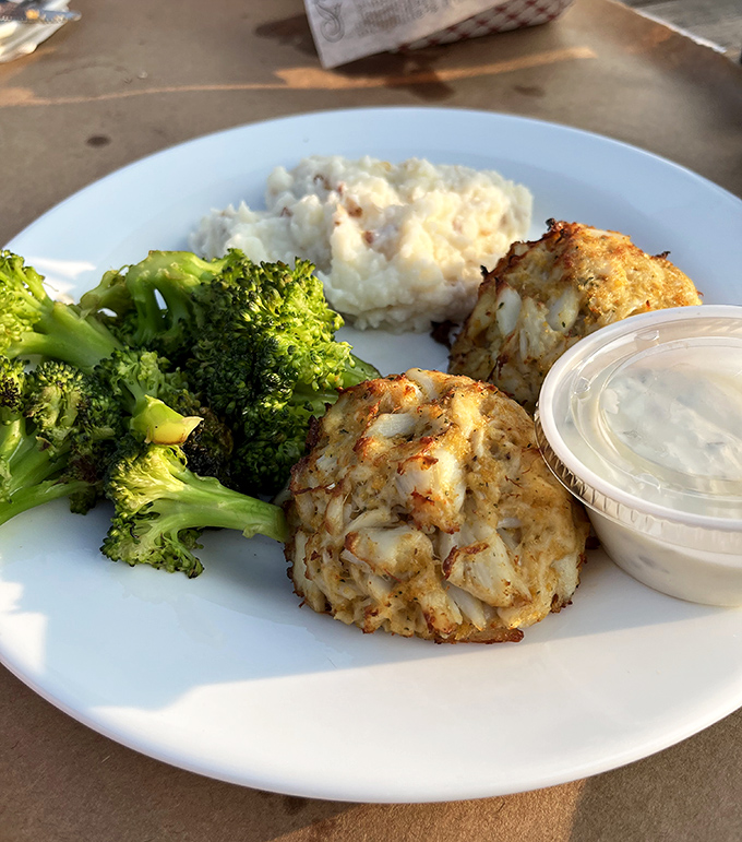 These crab cakes don't mess around – just pure, sweet lump meat with minimal interference. The way the crab gods intended.