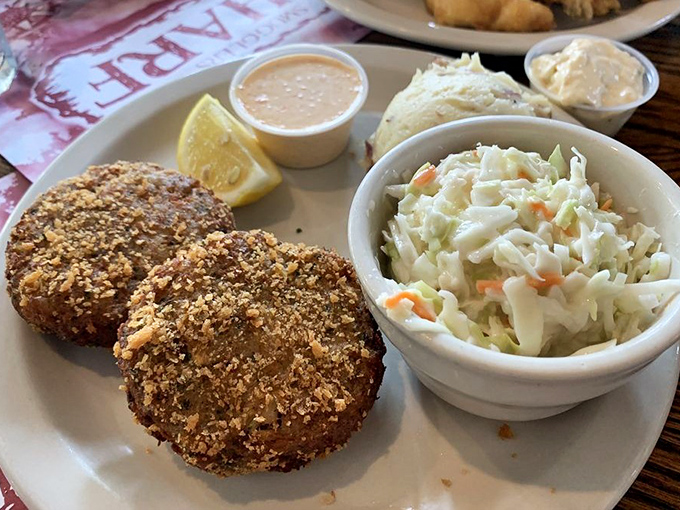 These crab cakes don't play hide-and-seek with the crab—they showcase it. Paired with fresh slaw, they're what seafood dreams are made of.