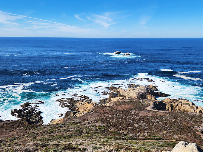 Rocky sentinels stand guard at the ocean's edge. Garrapata's coastal formations create nature's own sculpture garden, constantly reshaped by persistent waves.