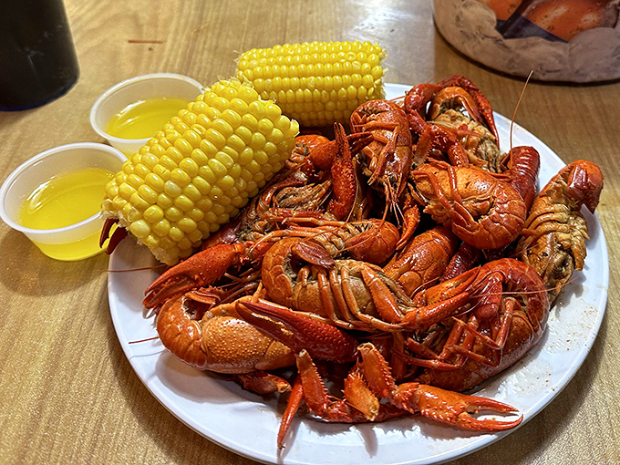 These crawfish look like they're having a family reunion on your plate. Paired with buttery corn on the cob, it's a Southern seafood celebration.
