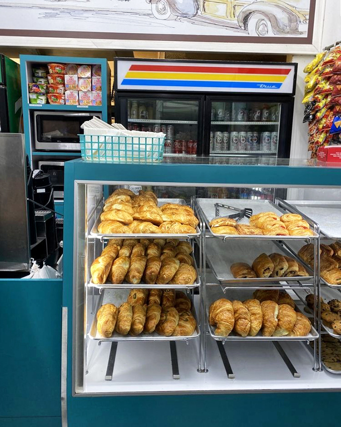 These golden croissants stand at attention like buttery soldiers, each one a testament to the fact that French pastry techniques work beautifully in California.