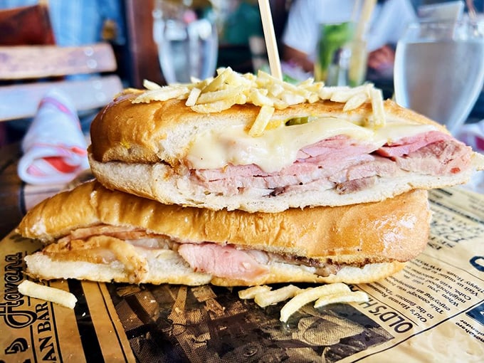 The legendary Cuban sandwich in its natural habitat &ndash; layers of pork, ham, and cheese pressed between bread that crackles with each heavenly bite.