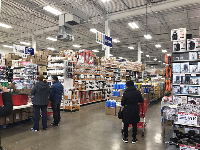 The true measure of a discount paradise? Shoppers navigating carts through canyons of merchandise, each on their own personal expedition for bargains.