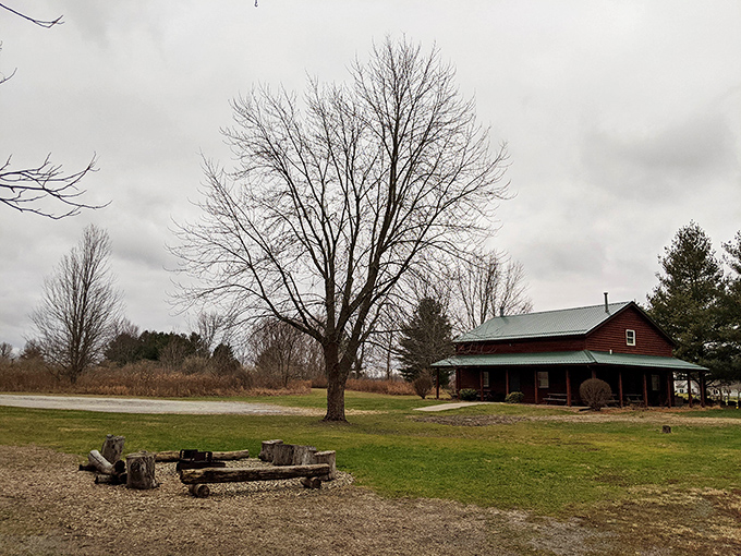 Simple pleasures abound at rural homesteads like this, where rustic fire pits invite evening conversations under Indiana's star-filled skies.