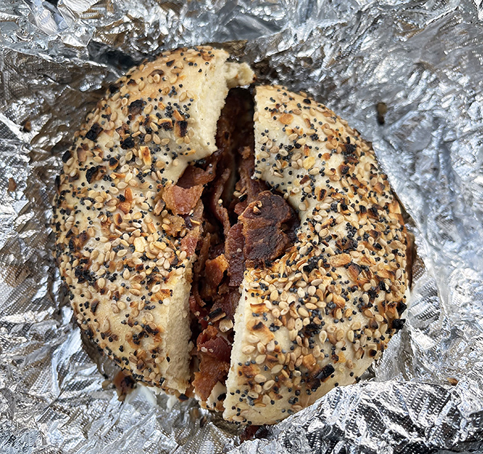 This everything bagel doesn't just have everything on it&mdash;it practically contains the meaning of life between those seeds.