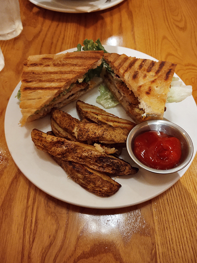 The perfect sandwich doesn't exi&mdash; Oh wait, here it is! Grilled to golden perfection with those potato wedges looking like they mean business. 