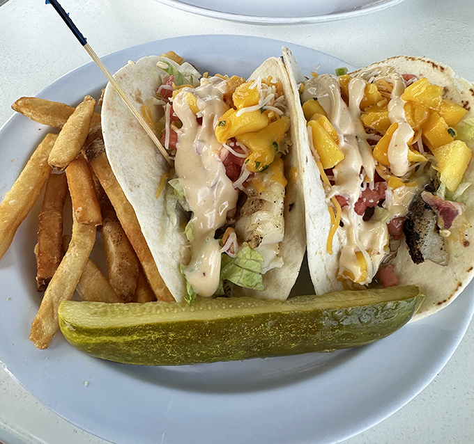 Fish tacos with mango salsa: proof that not everything delicious in Maryland has to be covered in Old Bay.