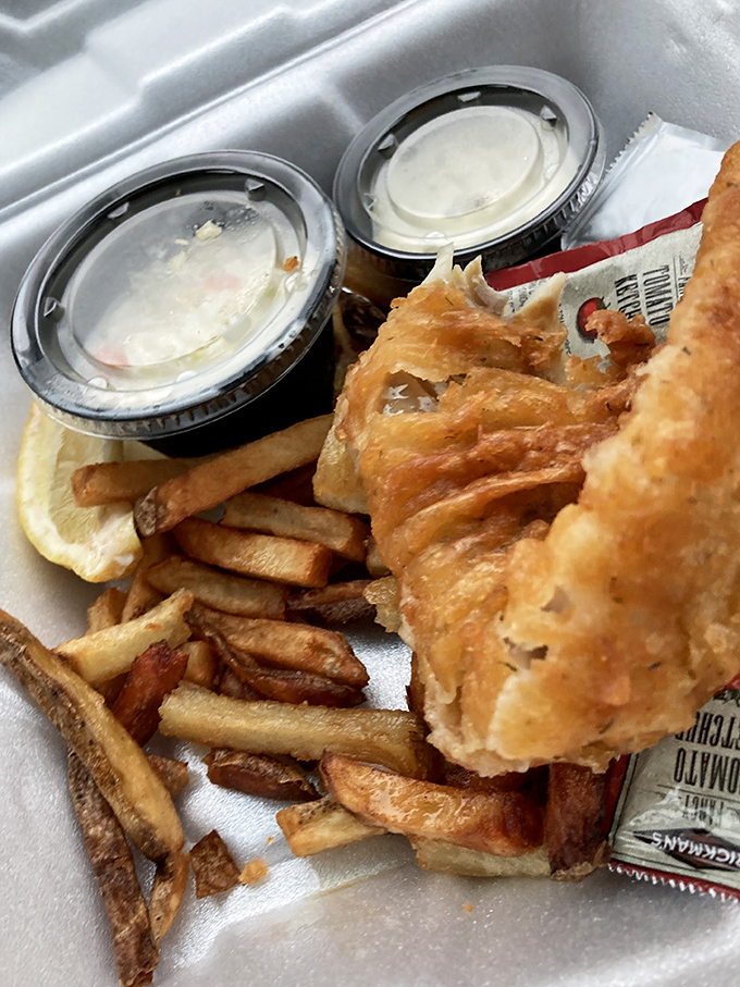 Fish and chips that would make a British pub jealous&mdash;golden-battered perfection with fries that deserve their own fan club.