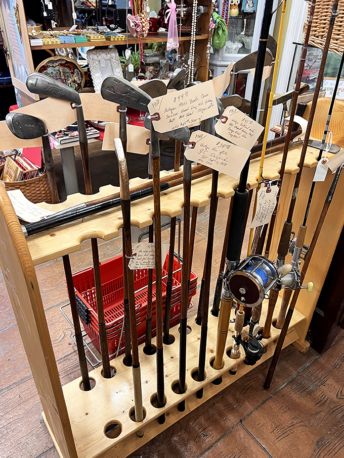 Golf clubs with more character than most country club members. Each vintage putter and fishing rod comes with invisible fingerprints of past adventures.