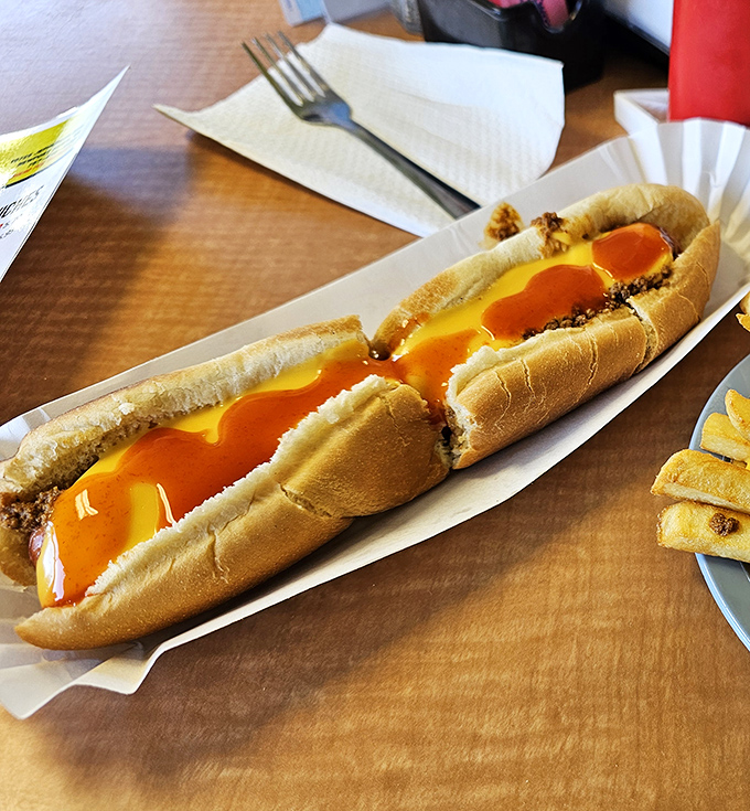 The footlong hot dog&mdash;where the bun becomes merely a delivery system for that perfect combination of snap, chili, and cheese.