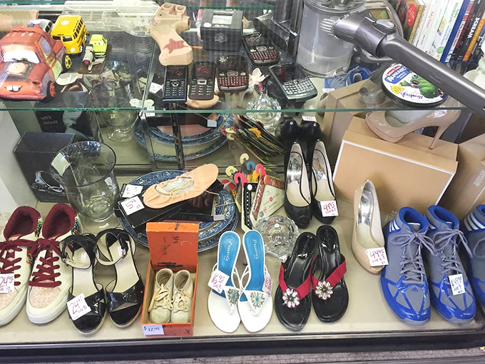 From barely-worn sneakers to evening shoes with stories to tell—the footwear section is where practical meets whimsical at pocket-friendly prices.