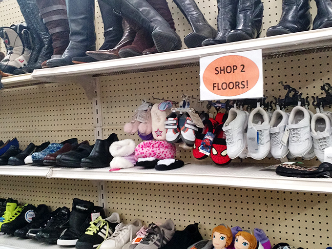 Shoes waiting patiently for their next adventure, from work boots to Sunday best.