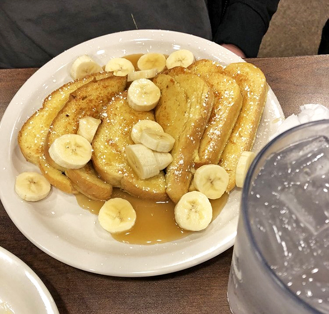 Banana French toast that transforms breakfast into dessert without a hint of guilt. Your diet plan can wait until tomorrow.