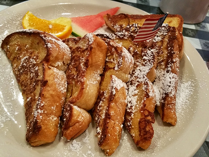 French toast so golden and perfect, it should come with its own theme song and backup dancers.