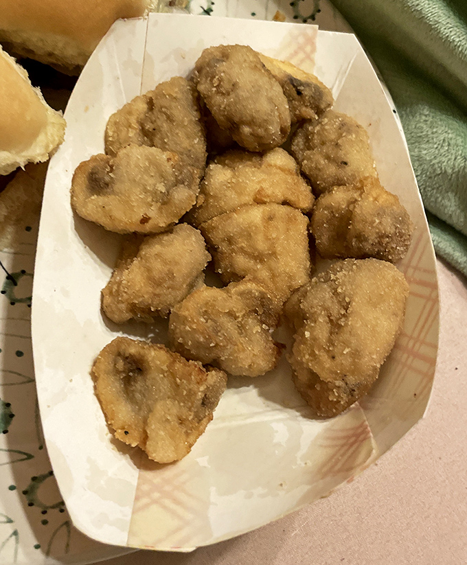 Fried mushrooms that look like little nuggets of gold. Crispy outside, earthy and juicy inside &ndash; nature's perfect snack.