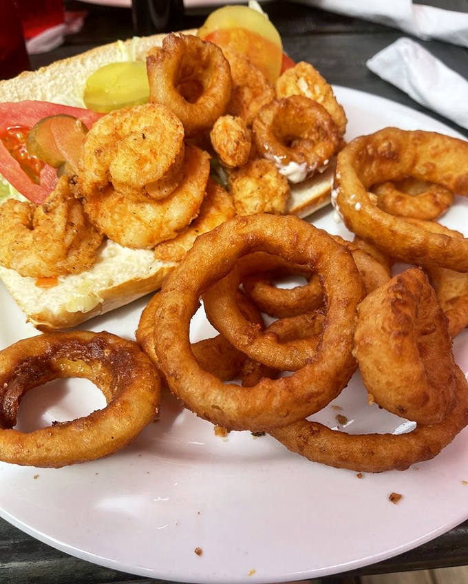 Golden-fried shrimp and onion rings that crunch like autumn leaves&mdash;comfort food that makes you wonder why anyone bothers with fancy molecular gastronomy.