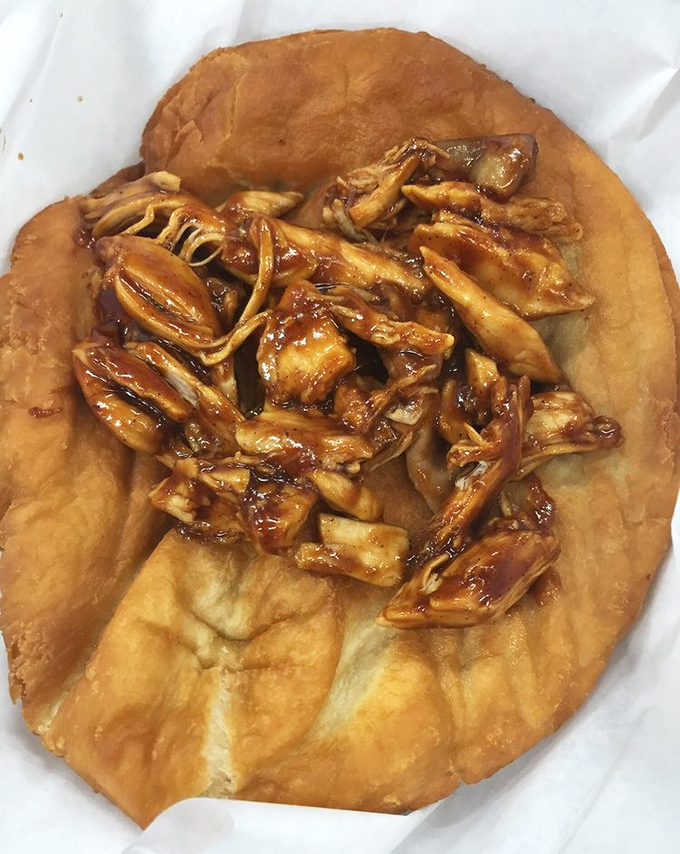 Fry bread that's achieved celebrity status in the desert. This pillowy platform for sweet-savory pulled meat might be worth the drive alone.