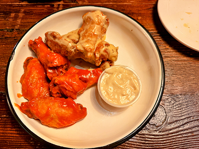 Wings that don't need a complicated backstory&mdash;just Buffalo sauce doing what it does best alongside its sophisticated cousin, garlic ranch. 