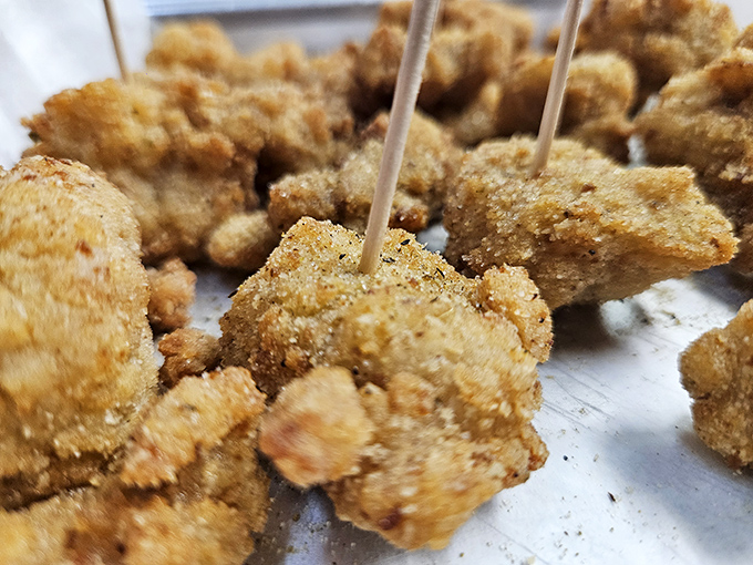 Gator bites: Florida's answer to popcorn chicken. Perfectly golden and crispy, they're the conversation starter that keeps on giving.