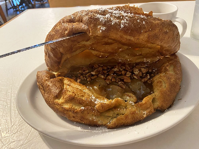 The German Apple Pancake rises like a souffl&eacute;'s ambitious cousin&mdash;a gravity-defying creation that's part pastry, part magic, all delicious.