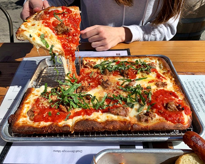The Grandma Pie doesn't just have cheese pull&mdash;it has cheese drama. Like watching the final rose ceremony, but infinitely more satisfying.