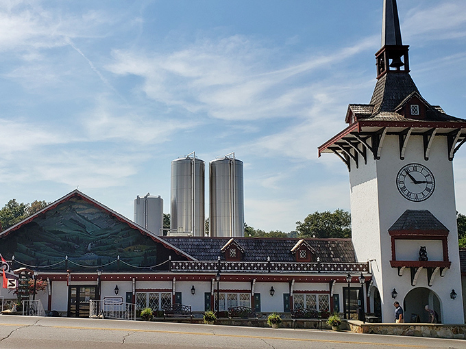 Guggisberg Cheese's distinctive architecture houses dairy magic &ndash; those silver silos aren't just for show, they're the first step in creating Ohio's famous Swiss.