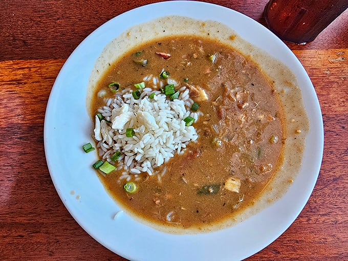 Gumbo so authentic you'll swear there's a Louisiana grandmother hiding in the kitchen, with rice islands floating in a sea of rich, complex flavor.