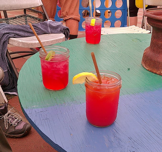 Island happiness, served in mason jars. These vibrant crimson concoctions bring a splash of tropical energy to Wisconsin's northernmost shores.