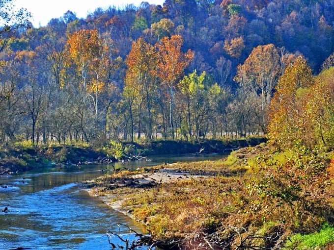 The Hocking River meanders alongside the tracks, a faithful companion that's been witnessing the railroad's journey for over a century.