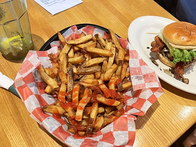 These aren't just fries&mdash;they're golden happiness sticks. Crispy on the outside, fluffy inside, and served with enough ketchup to satisfy even the most enthusiastic dipper.