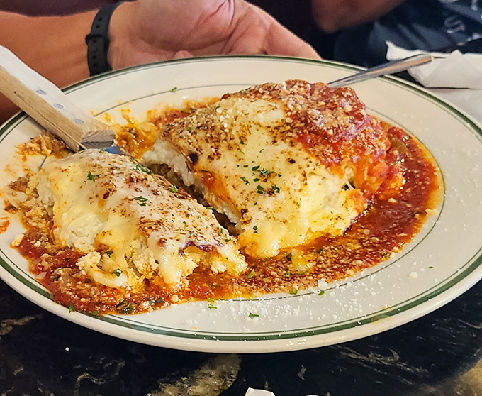 Lasagna that would make any Italian grandmother nod in approval. Those layers aren't just cheese and pasta&mdash;they're pure comfort.