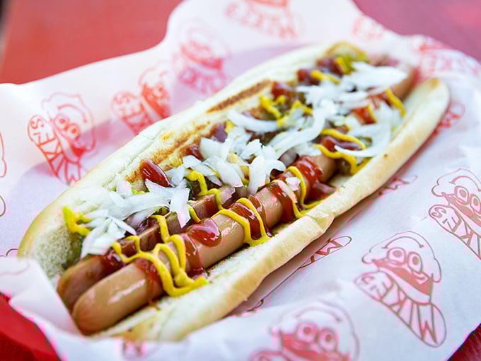 Mike's hot dogs come dressed to impress, with toppings arranged so meticulously you almost feel bad dismantling this work of art. Almost.