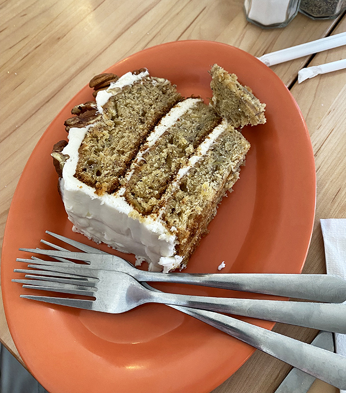 Three layers of moist cake separated by cream cheese frosting&mdash;this hummingbird cake doesn't fly away, it makes you float with happiness.