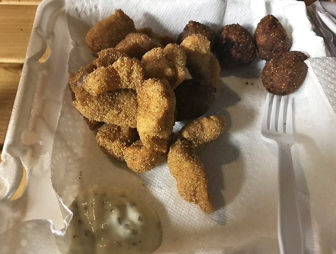 Little golden nuggets of joy. These hush puppies aren't telling tales, but they're certainly creating memories with every bite.
