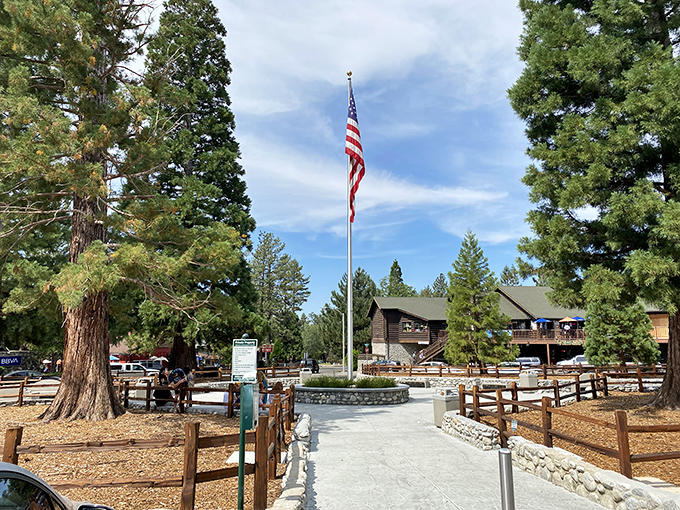 The town square where America still feels like a Norman Rockwell painting. That flagpole has seen more genuine community gatherings than most social media platforms.