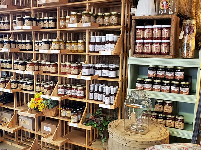 A wall of preserved goodness that would make any pantry-proud grandmother nod in approval &ndash; these jarred delights await their next kitchen adventure.