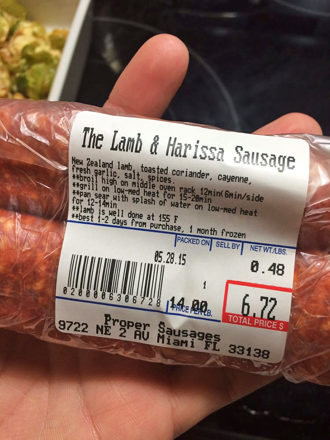 The Lamb & Harissa sausage comes with cooking instructions that might as well say: "Prepare for a flavor explosion that will ruin lesser sausages forever."