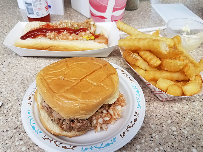 The barbecue sandwich in its natural habitat&mdash;simple, unpretentious, and absolutely magnificent. That soft bun cradles chopped pork like it's holding the Hope Diamond.