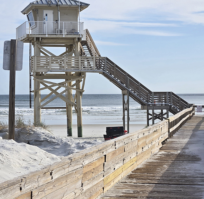 Sentinels of the shore, these lifeguard towers watch over New Smyrna's famous beaches. The wooden walkway invites you to leave your worries at the parking lot.