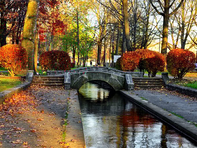 Mother Nature and human ingenuity created this perfect marriage at Lititz Springs Park, where stone bridges and autumn foliage compete for your camera's attention.