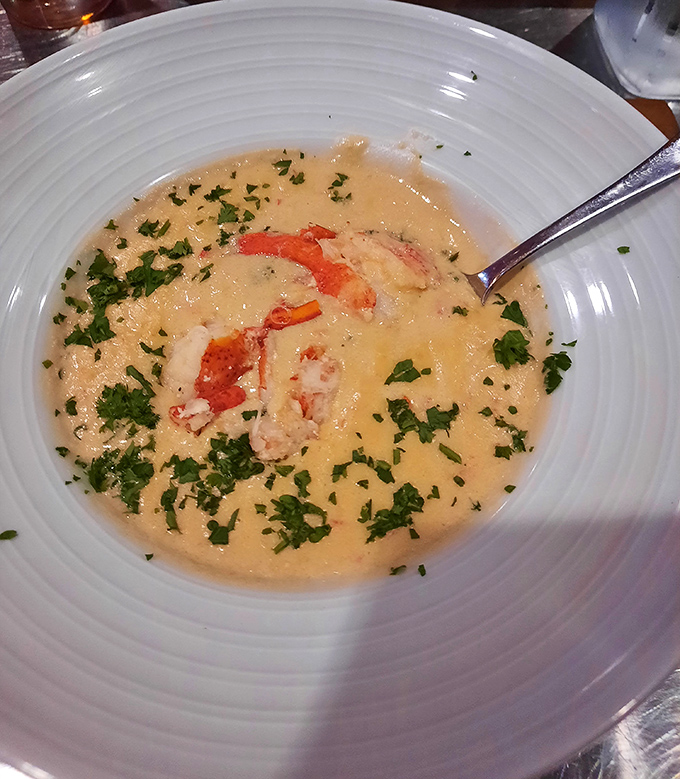 This lobster bisque isn't just soup, it's a creamy ocean vacation in a bowl. Those chunks of lobster aren't hiding &ndash; they're showing off.