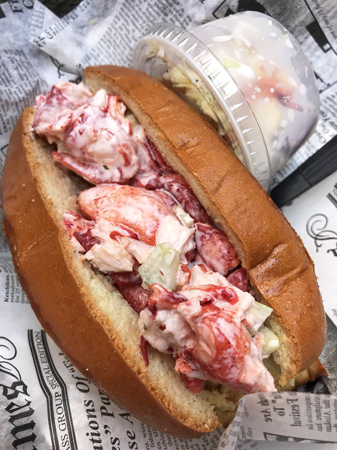 The Maine event: chunks of sweet lobster nestled in a perfectly toasted roll. Not so much a sandwich as a religious experience.