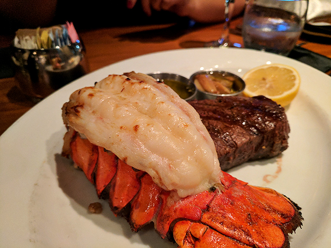 Surf meets turf in perfect harmony&mdash;a lobster tail so sweet and tender it might make you forget about the perfectly cooked steak beside it.