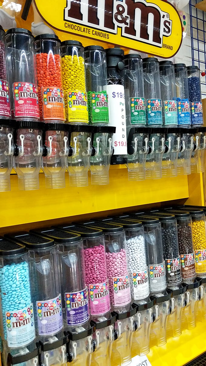 The M&M's dispensary system&mdash;where color coordination becomes a serious life decision and portion control goes to die.