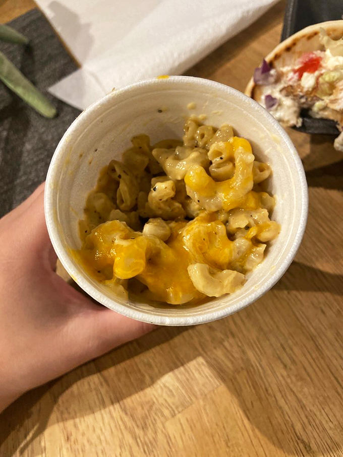 Mac and cheese so creamy and abundant, it practically begs you to abandon all dietary resolutions.