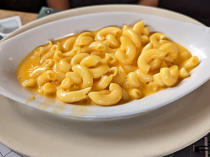 Mac and cheese that puts the boxed stuff to shame&mdash;each elbow pasta swimming in a golden pool of cheese that whispers, "Diet? What diet?"