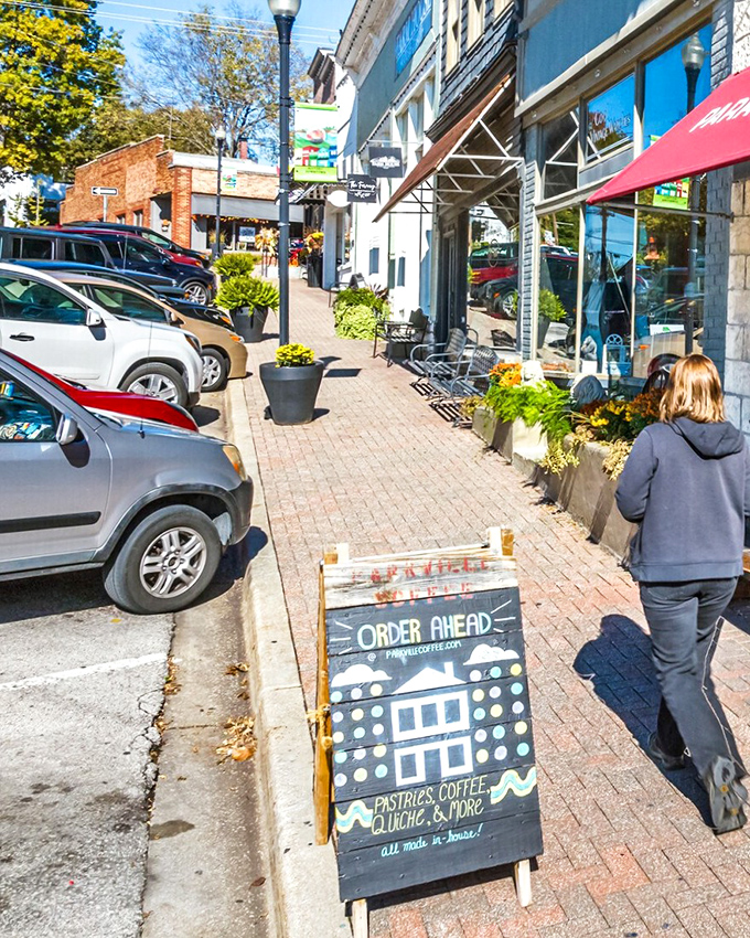 Strolling down this brick-paved sidewalk feels like walking through a movie set where small-town charm isn't acting &ndash; it's just Tuesday in Parkville.