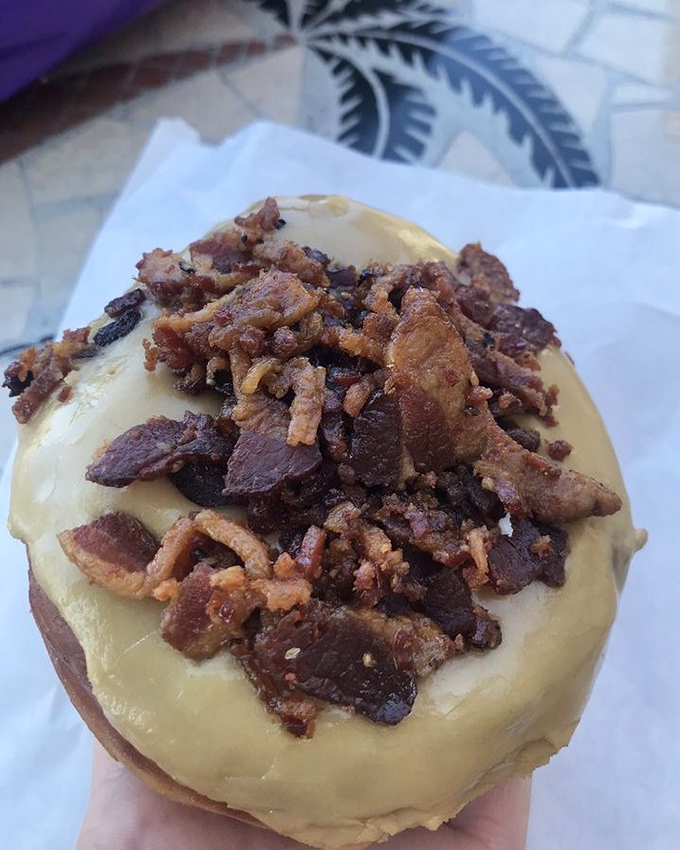 The maple bacon donut&mdash;where breakfast's greatest hits collaborate on one perfect stage. Sweet meets savory in a harmony that would make Mozart weep.