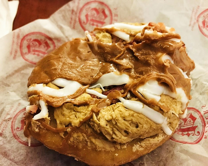 The maple bacon donut &ndash; where breakfast meets dessert in perfect harmony. Sweet maple glaze and savory bacon create a flavor symphony worth every calorie.