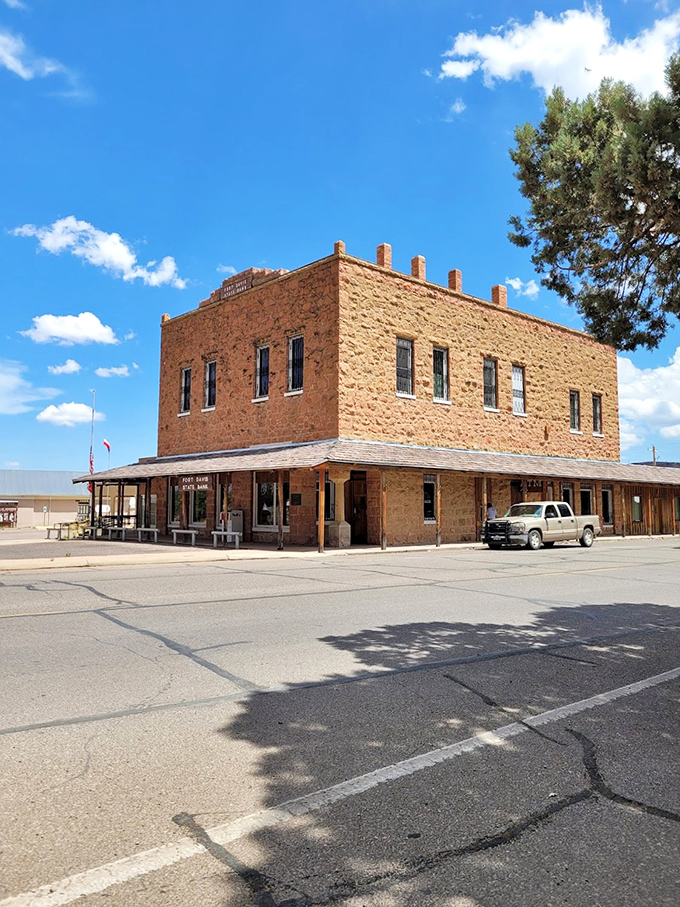 Banking on history! This sturdy stone building has witnessed over a century of Fort Davis life, standing as solid as the community it serves.